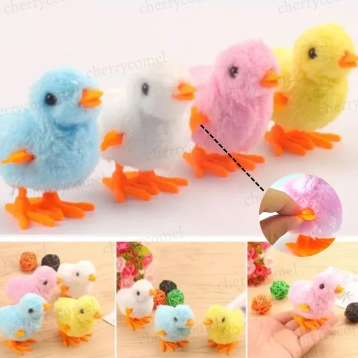 Wind Up Cute Plush Chicken Kids Educational Toy Clockwork Jumping ...