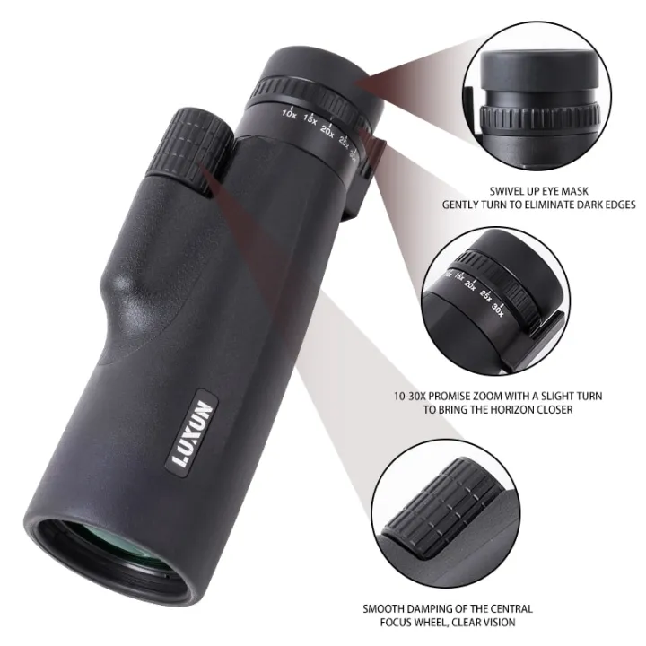 LUXUN Powerful Zoom Telescope 10-30x50 HD Professional Monocular Long ...