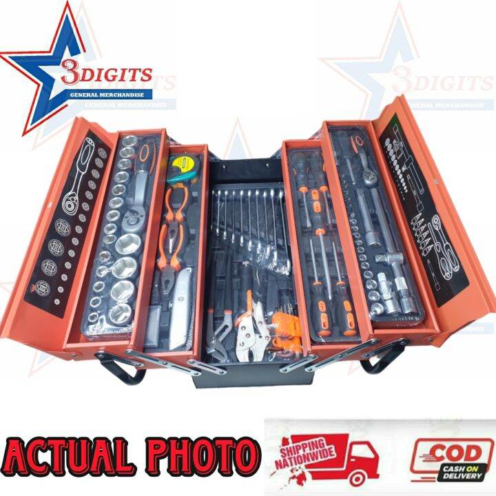85 Pcs.Garage Tool Kit SET With Metal Box 1/4" And 1/2" (Taiwan ...