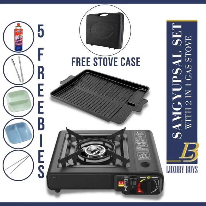 Rectangular Grill Pan Samgyupsal 2 in 1 Stove Butane Gas Stove Grill ...