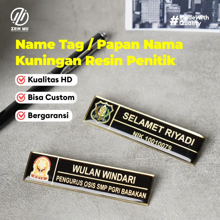 Name Tag / Papan Nama Kuningan Resin Penitik | Lazada Indonesia