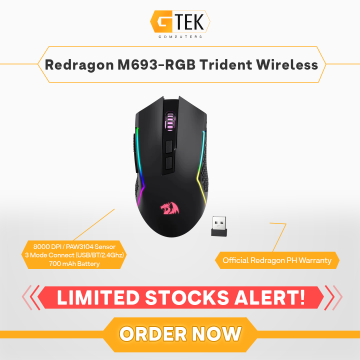 Redragon M693-RGB Trident Wireless 8000 DPI Gaming Mouse | Lazada PH