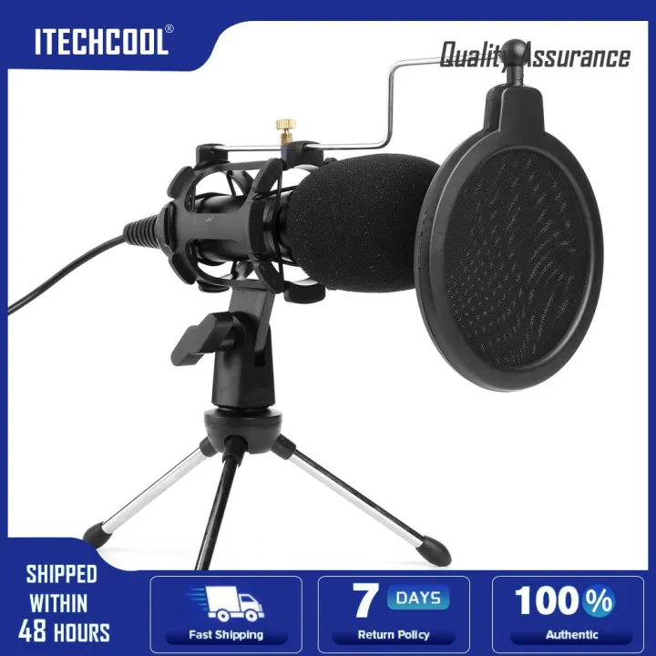 USB Microphone Wired Condenser Microphone Studio Mic with Stand Clip ...