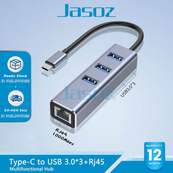 Jasoz USB C HUB to RJ45 Ethernet Type C USB Ethernet Lan Adapter Hub ...