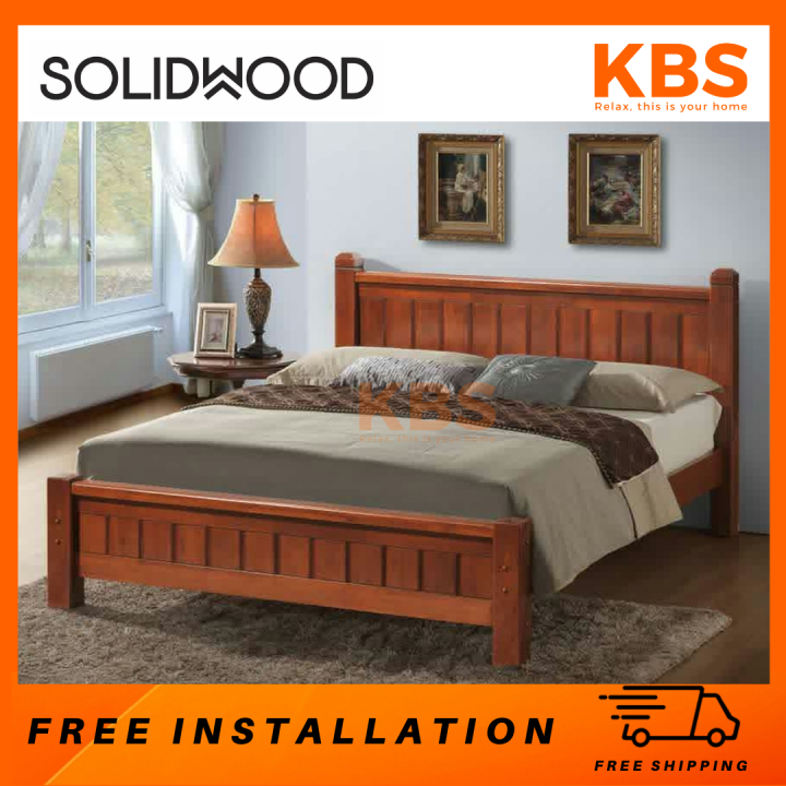 (FREE Installation+Shipping) KBS Fidellia FULL SOLID WOOD Bed Frame ...