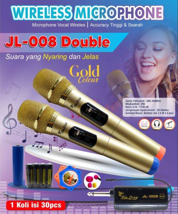 Microphone Profesional Wireless Mic Double JINLONG JL-008 / Microphone ...