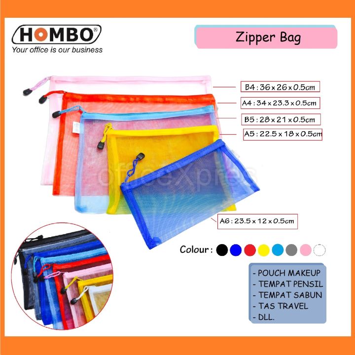 Zipper Bag B4 A4 A5 B5 Map Zipper Map Resleting Tas Jaring