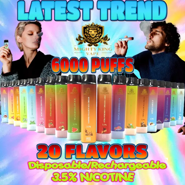 LEGIT MIGHTY KING Rechargeable Disposable PUFF PLUS 6000 Puffs ...