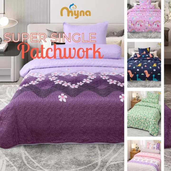 Cadar Patchwork Super Single 3in1 HQ Cotton Bolster Bedding sets ...