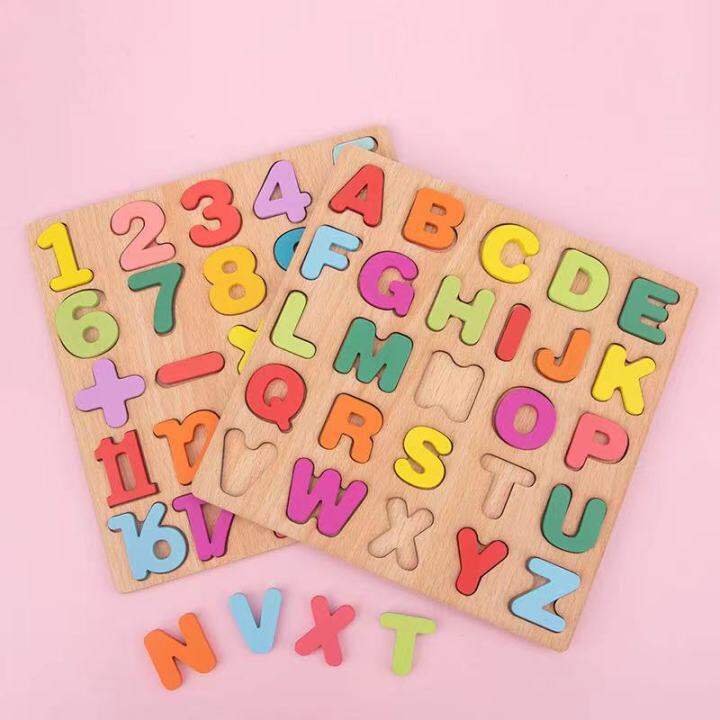 FU Puzzle ABC dan Number Murah Chunky Puzzle Anak Kayu 3D Puzzle Huruf ...