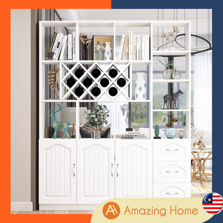 AmazingHome Entrance Cabinet With Wine Rack Living Room Display Cabinet ...