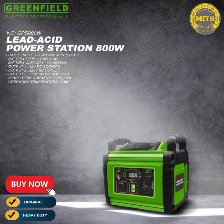 GREENFIELD Portable Power Station Inverter Supply Bank Generator 800W ...