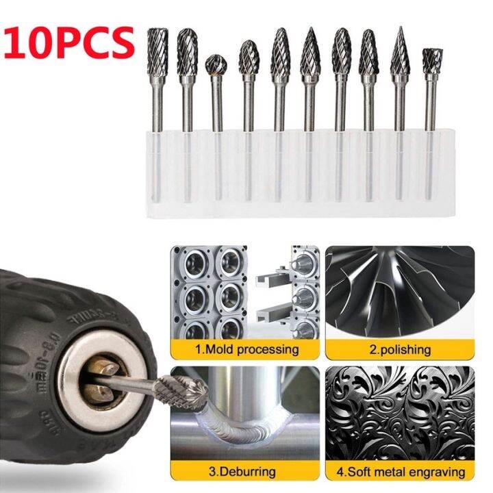 Hot sale 10PCS Long Tungsten Carbide Burr 6x3mm Mata Rotary Porting ...