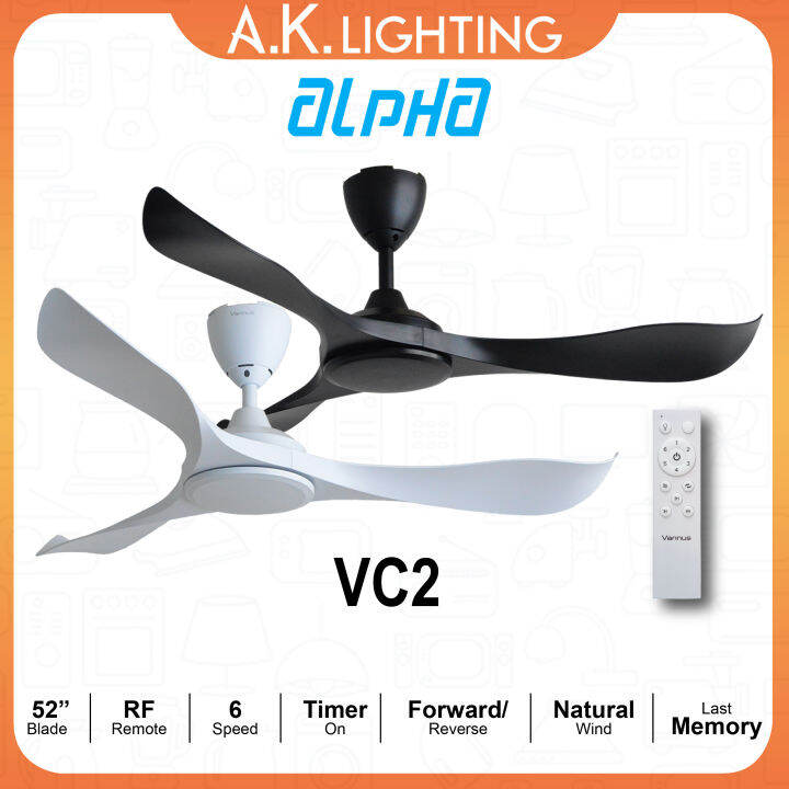 ALPHA Vannus - VC2 3B 52 Inch DC Motor Ceiling Fan with 3 Blades (6 ...