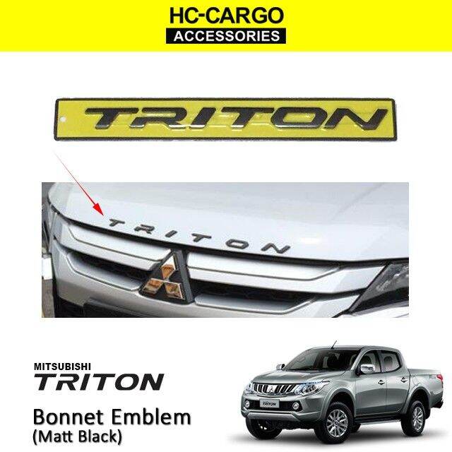 Mitsubishi Triton Bonnet Wording Emblem Logo 3D - Matt Black | Lazada