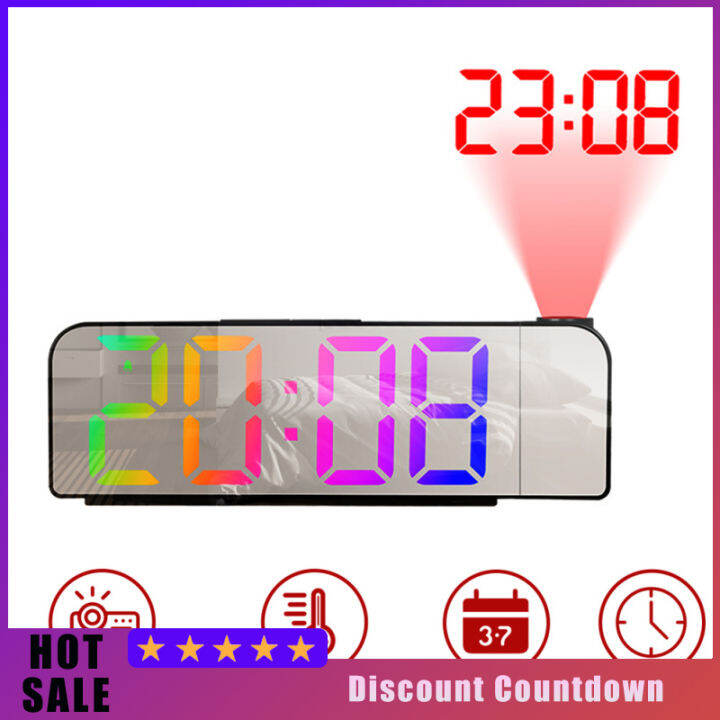 180-degree Rotation Projection Alarm Clock 12/24h Led Digital Clock Usb ...