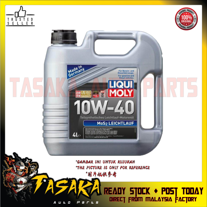 LIQUI MOLY MoS2 Leichtlauf 10W40 Semi Synthetic Engine Oil (4L)-6948 ...