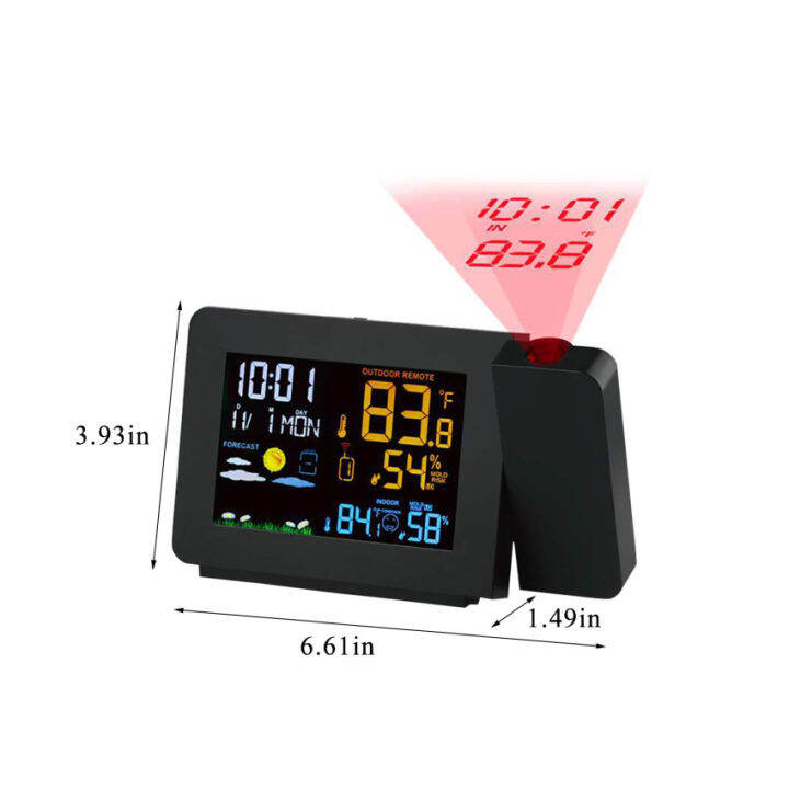 Multifunctional Projection Alarm Clock Color Screen Weather Forecast Projection Electronic Clock ...