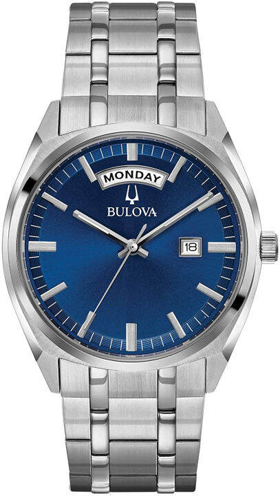 Bulova Men's Classic Stainless Steel Watch with Day Date Classic Quartz ...