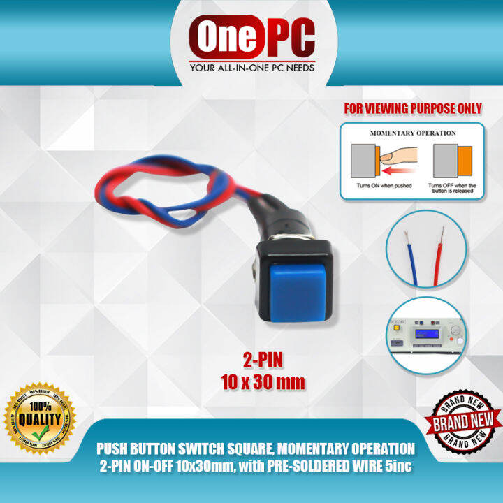 PUSH BUTTON SWITCH SQUARE, MOMENTARY OPERATION 2-PIN ON-OFF 10x30mm ...