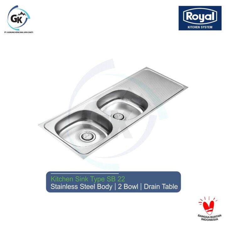 BAK CUCI PIRING KITCHEN SINK STAINLESS ROYAL SB 22 | Lazada Indonesia