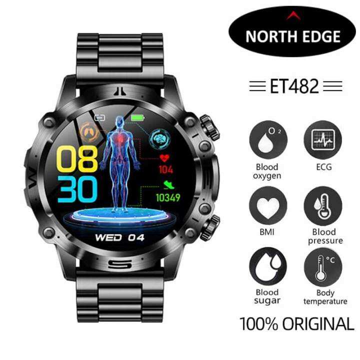 NORTH EDGE AMOLED Display Screen ECG Smart Watch BMI Calculation Blood ...
