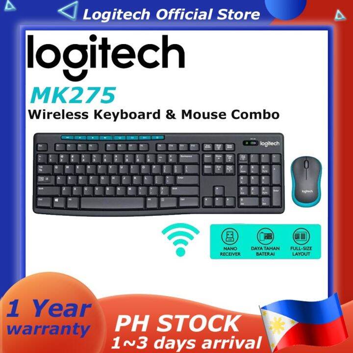 100 Original Logitech Mk275 Usb Wireless Keyboard 1000 Dpi Optical Ergonomic Mouse Combos