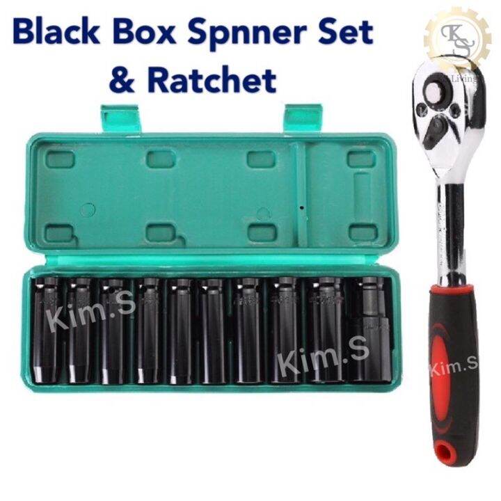 Kim.S Black Box Socket Spanner Set 1/2” Retchet Torque Wrench Impact ...