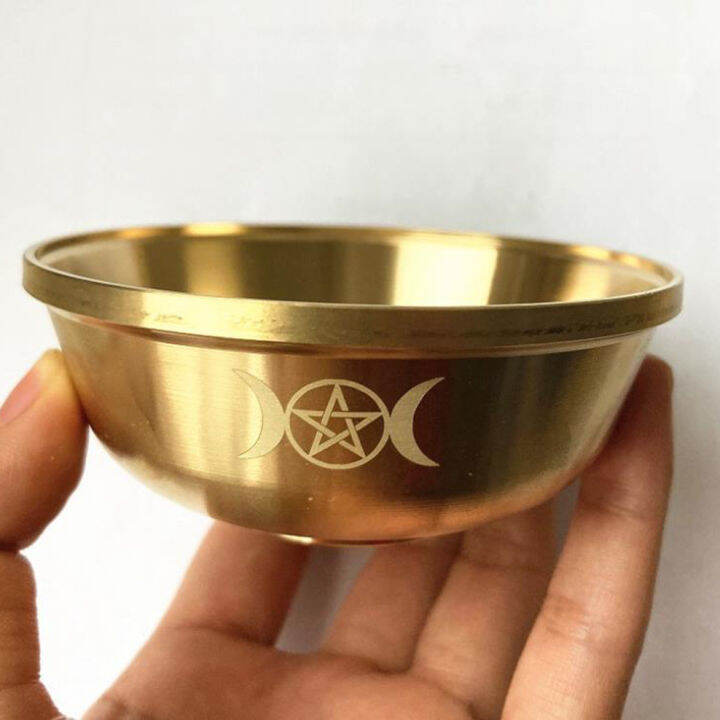 Metal Altar Ceremonial Bowl Pentagram 3-Phase Moon Copper Bowl Witch ...