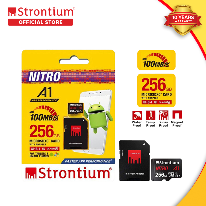 Strontium Nitro A1 256GB Micro SDXC Memory Card 100MB/s A1 UHS-I U3 ...