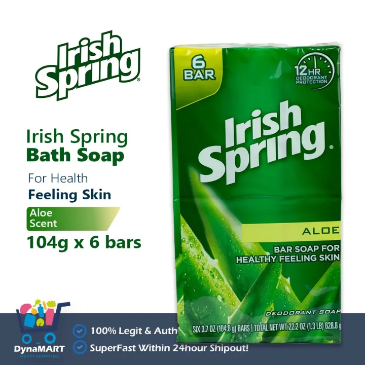 Irish Spring Aloe Bar Soap 6 Bars Pack Feel Clean & Fresh Deodorant ...