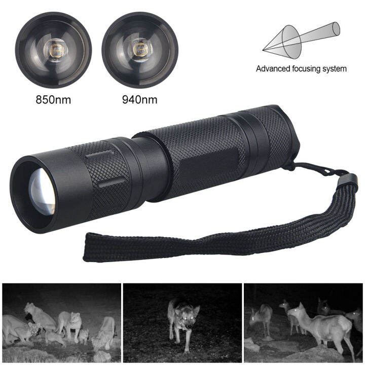 5W Infrared LED Flashlight Adjustable Focuse Zoomable IR 850NM 940nm ...
