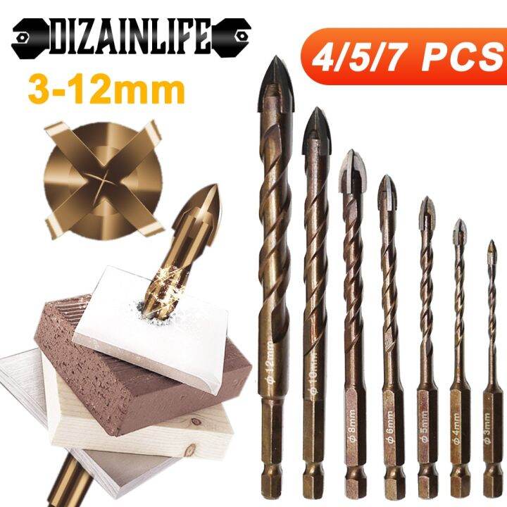 DIZAINLIFE 3-12Mm Cross Hex Tile Drill Bits Set For Glass Ceramic ...