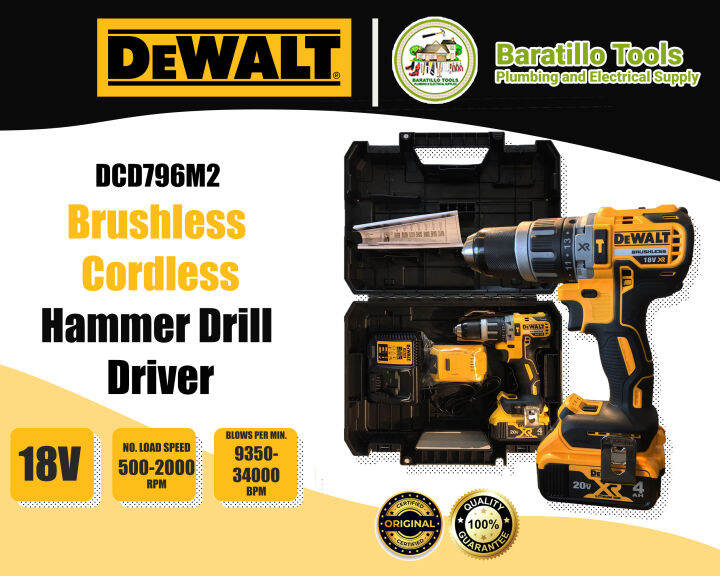DeWalt DCD796M2 18V Brushless Cordless Hammer Drill Driver | Lazada PH