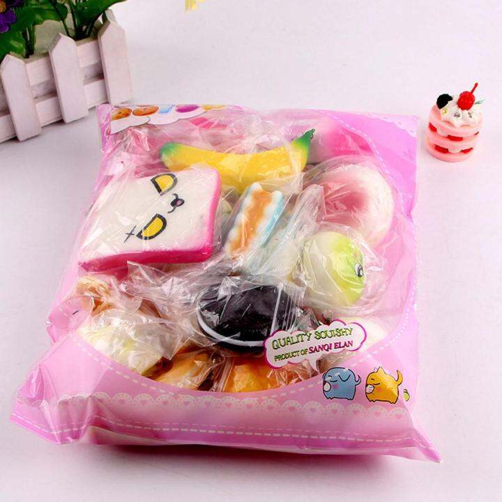 FUN 10pcs Medium Mini Soft Bread Toys Key Squishy toy set mini cute ...