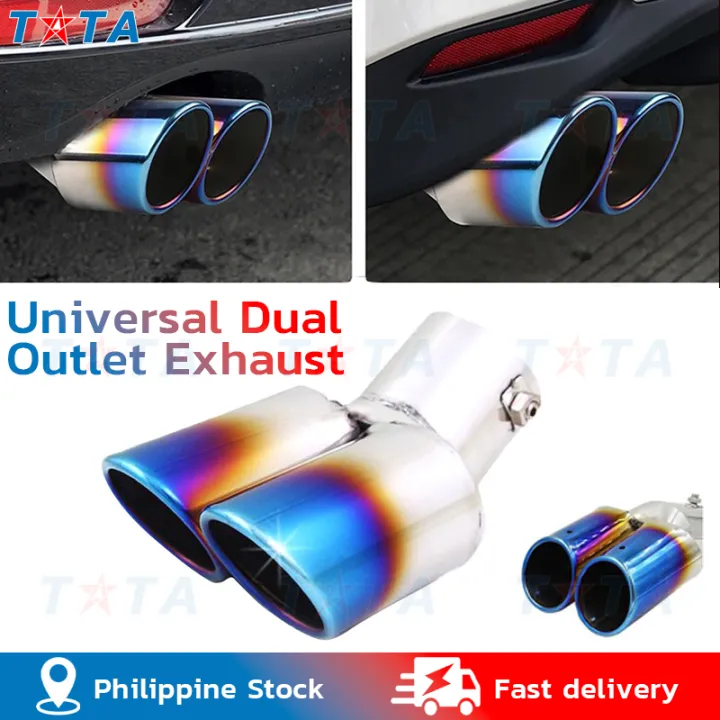 63mm Universal Dual Outlet Exhaust Tip Jet Stainless Steel Modified ...