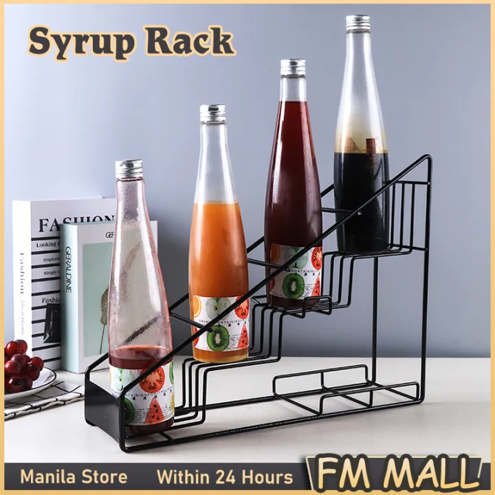 Syrup Rack Desktop Stainless Steel Spice Shelf Wire 4 Compartment ...