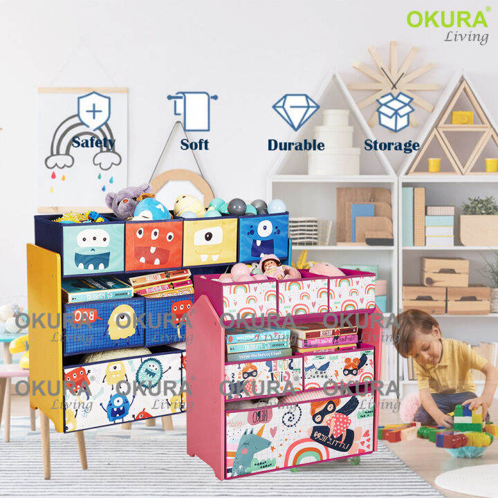 OKURA 3 Tier Children SUPPER Girl / MONSTER Cartoon Toy Storage Rack Organizer Shelf Multi-layer ...