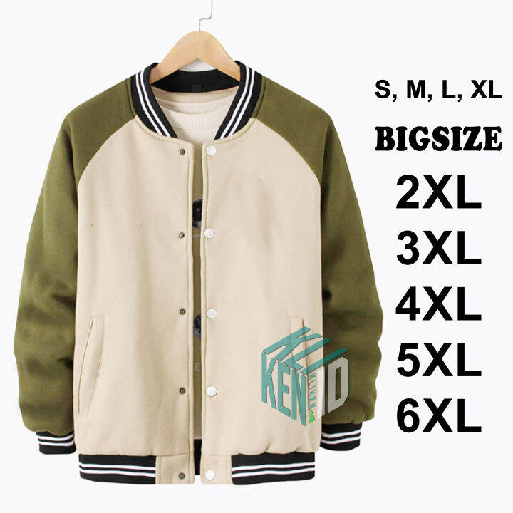 Jaket Baseball Varsity bomber Kancing Pria Wanita Jumbo big Size S M L ...