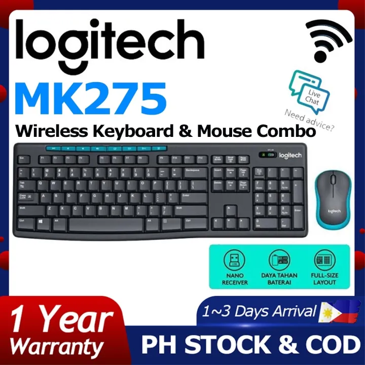 【COD】Logitech MK275 USB Wireless Keyboard 2.4 GHz Compact 1000 DPI ... 【COD】Logitech MK275 USB Wireless Keyboard 2.4 GHz Compact 1000 DPI ...