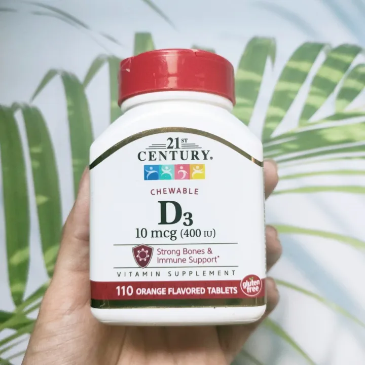 วิตามินดี 3 Vitamin D3, 10mcg (400IU) 110 Orange Flavor, Chewable ...