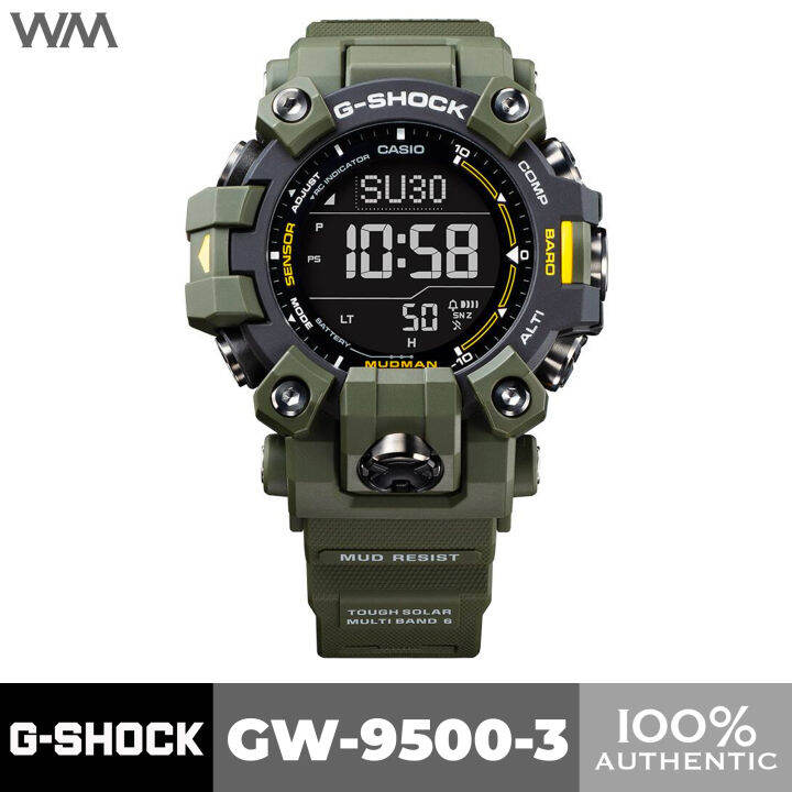 Casio G-SHOCK Master of G-Land Mudman Green Rugged Triple Sensor Dual ...