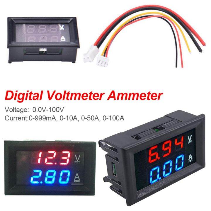2 In 1 0.56" Voltage Current Meter Digital Voltmeter Ammeter Panel Dual 3 Bit Led Screen Display ...