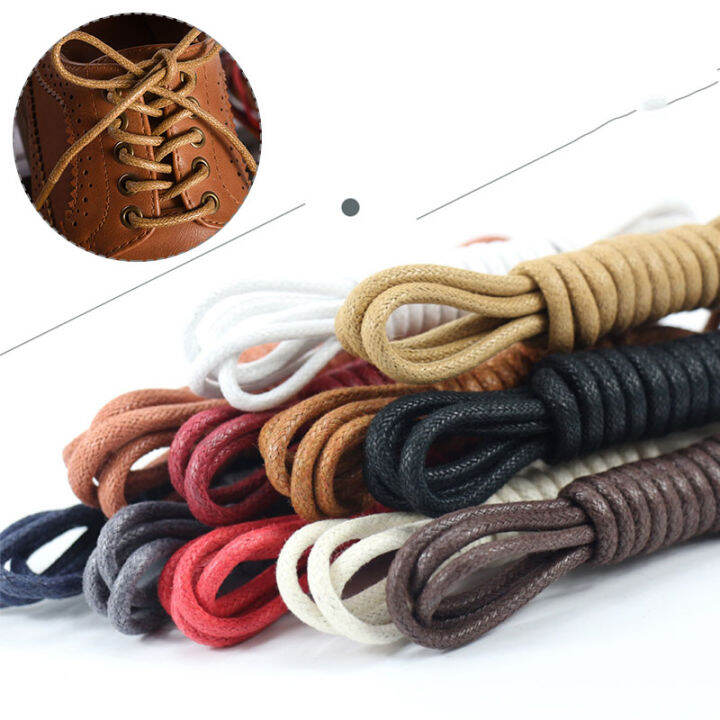 Round Waxed Shoelaces High Quality Premium Black Brown White Cotton ...