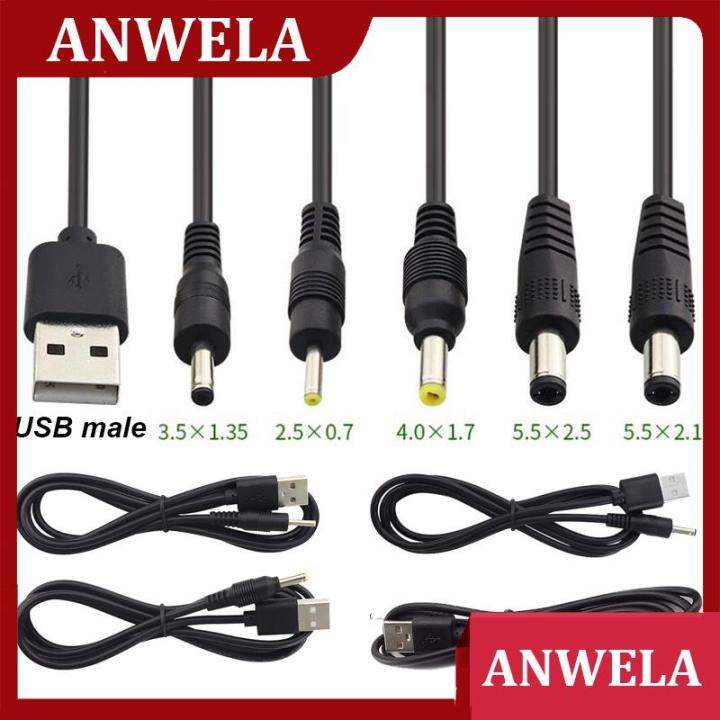 ANWELA 1m DC Charging Cable 22AWG 3A 5V USB 2.0 type A Male to DC Plug ...