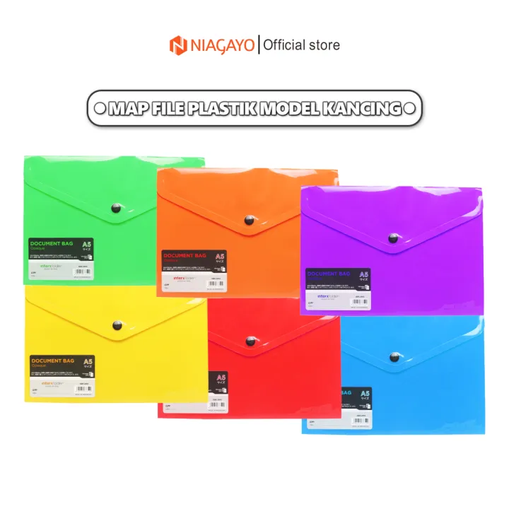 Map File Plastik Ukuran A5 Kancing 1 Macam Warna Document Bag | Lazada ...