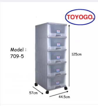 Toyogo 5 Tier Plastic Drawer / Cabinet / Storage Cabinet 709-5 | Lazada