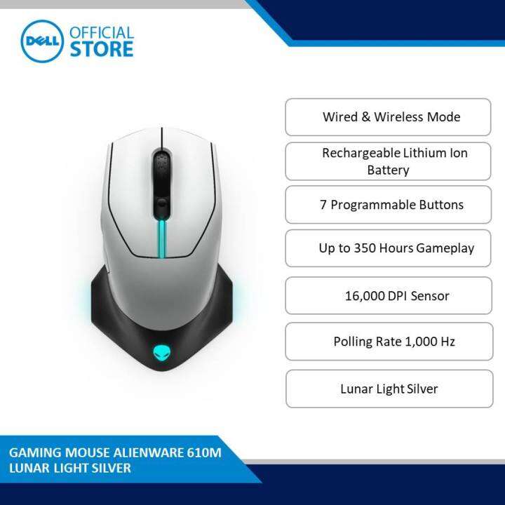 Dell Alienware Gaming Mouse 610M Lunar Light Silver | Lazada Indonesia