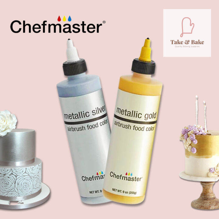 Chefmaster Airbrush Food Color 225g (Metallic Gold/ Metallic Silver ...