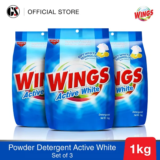 Wings Active White Powder Detergent 1kg Set of 3 | Lazada PH